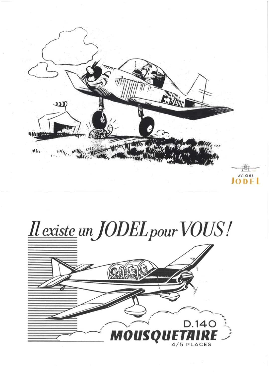 2 SETS JODEL A LA TORTUE ET PUBLICITÉ D140 - Avions Jodel